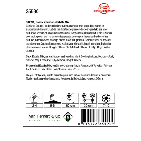 Salvia splendens 'Estella Mix' -seeds-